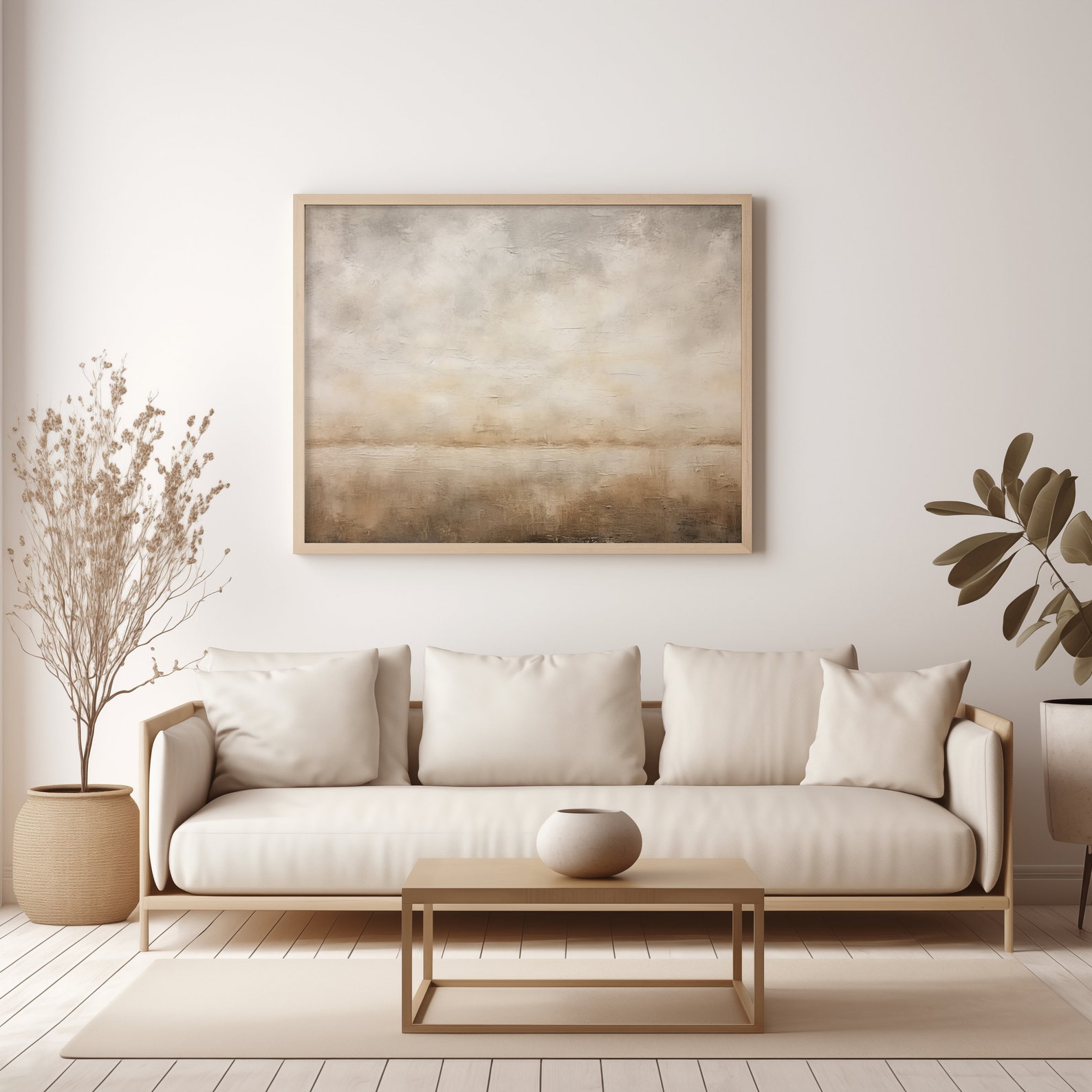 Earthy Tones Abstract Wall Art, Tonal Art Print, Large Neutral ...