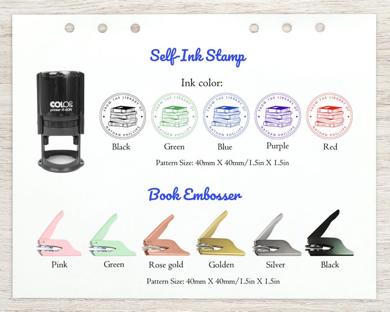 Personalized Book Stamp/custom Book Embosser /self Inking Stamp/from ...