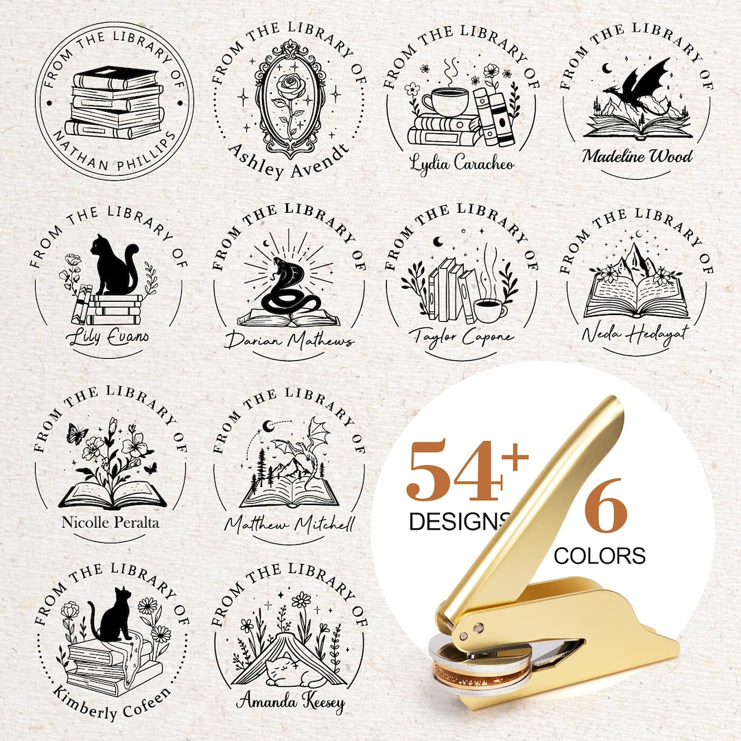 Book Embosser Personalized/custom From the Library of Book Stamp ...