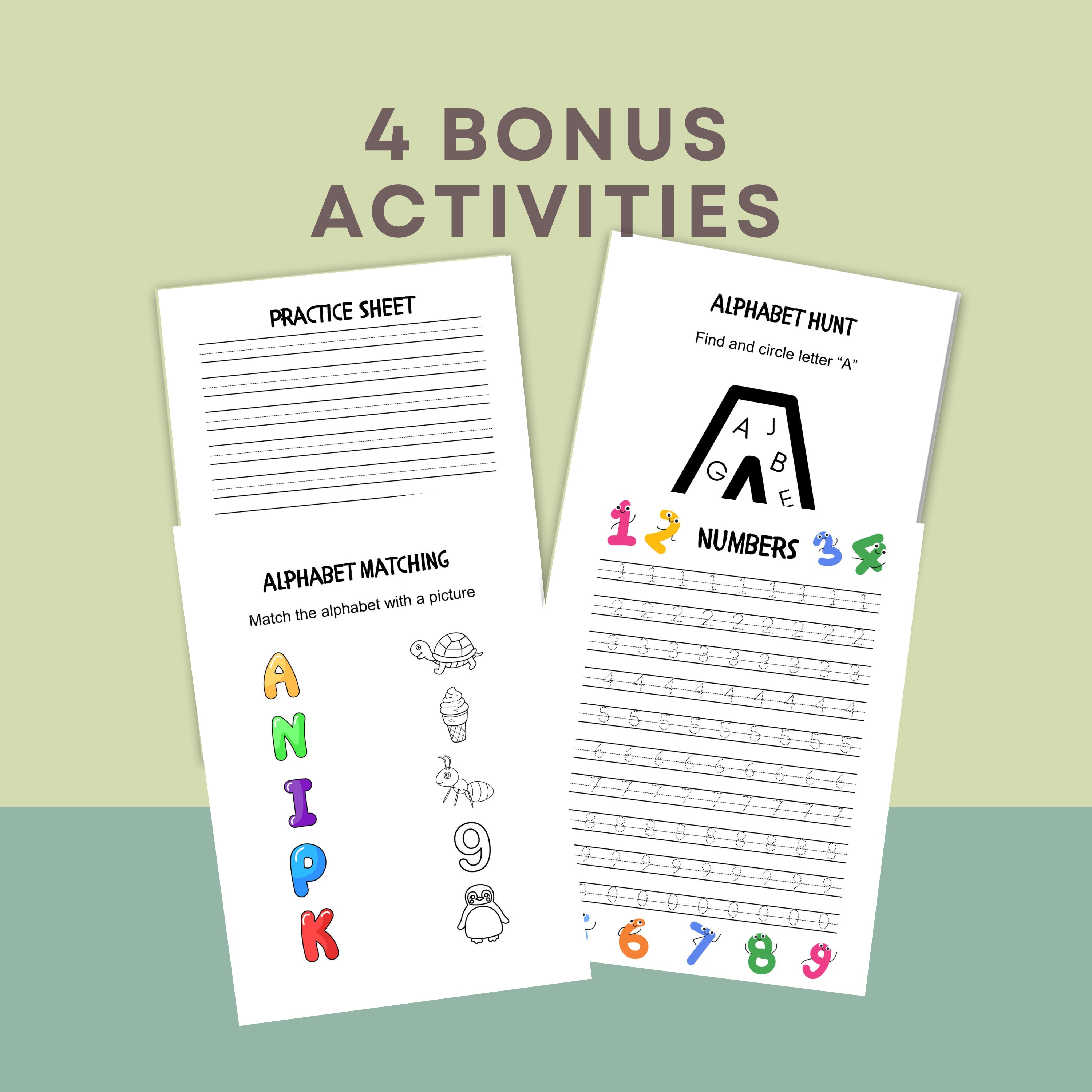 Alphabet Tracing Bundle:26 Worksheets + 4 Bonus Acitivities for Pre ...
