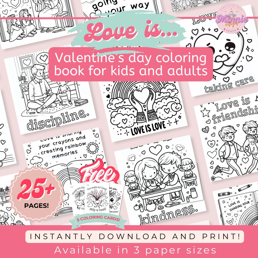 Valentine's Day Coloring Pages for Kids and Adults Valentine's Coloring ...