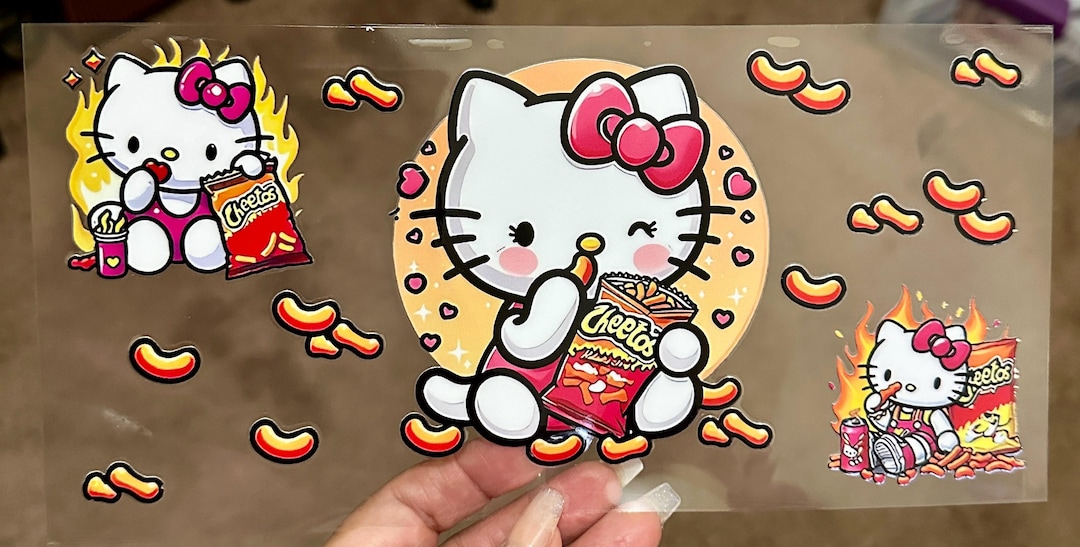 Hello Kitty Eating Cheetos UV Wrap - Etsy
