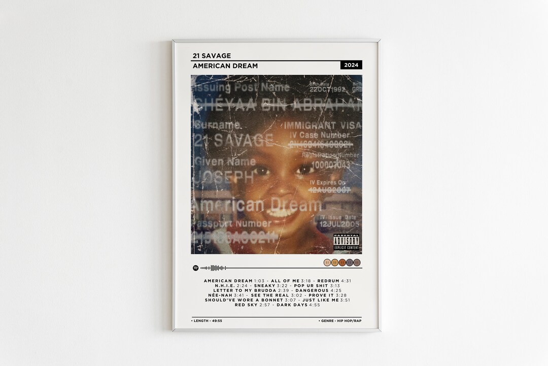 21 Savage American Dream Album Poster / Album Cover Poster / Music Gift ...