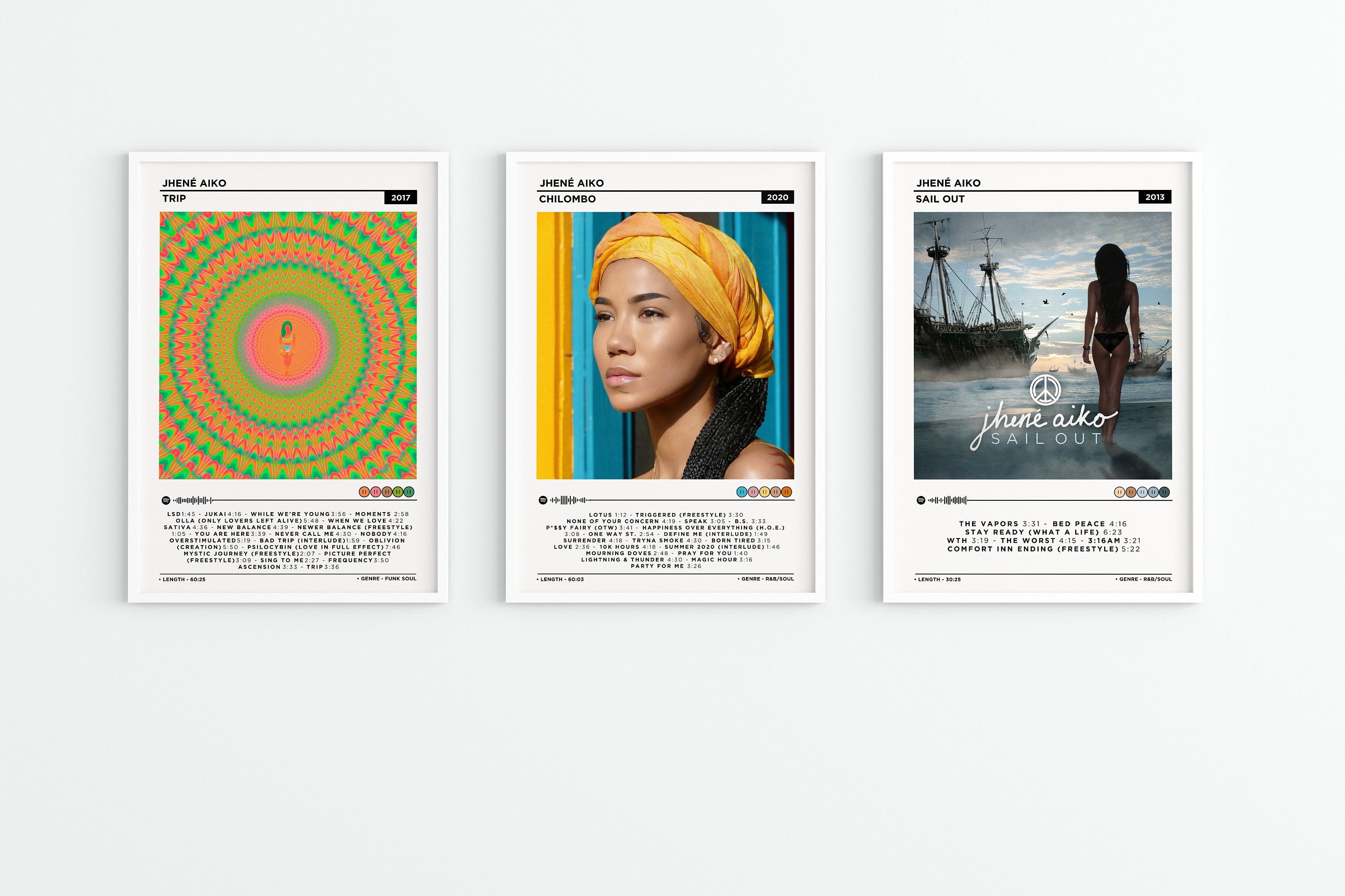 Jhene Aiko Chilombo, Trip, Sail Out Album Set Poster / Album Cover ...