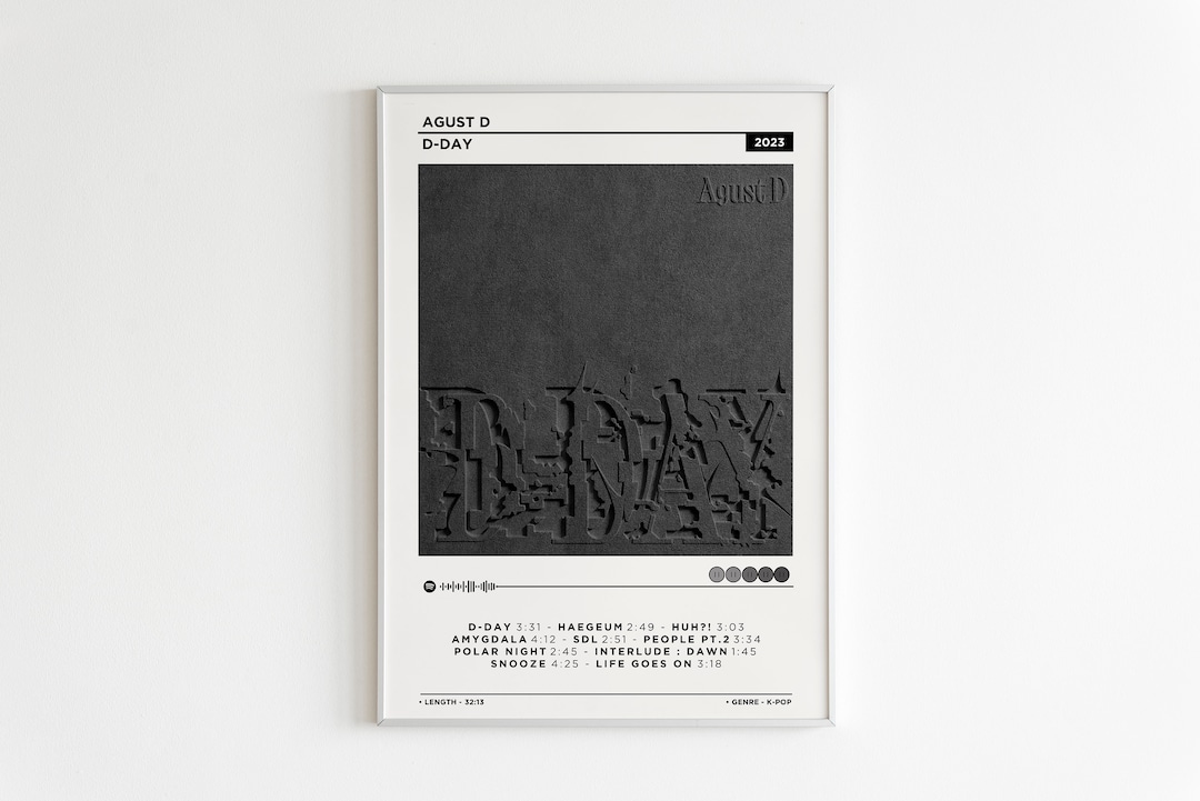 Agust D D-day Album Poster / Album Cover Poster / Music Gift / Music ...