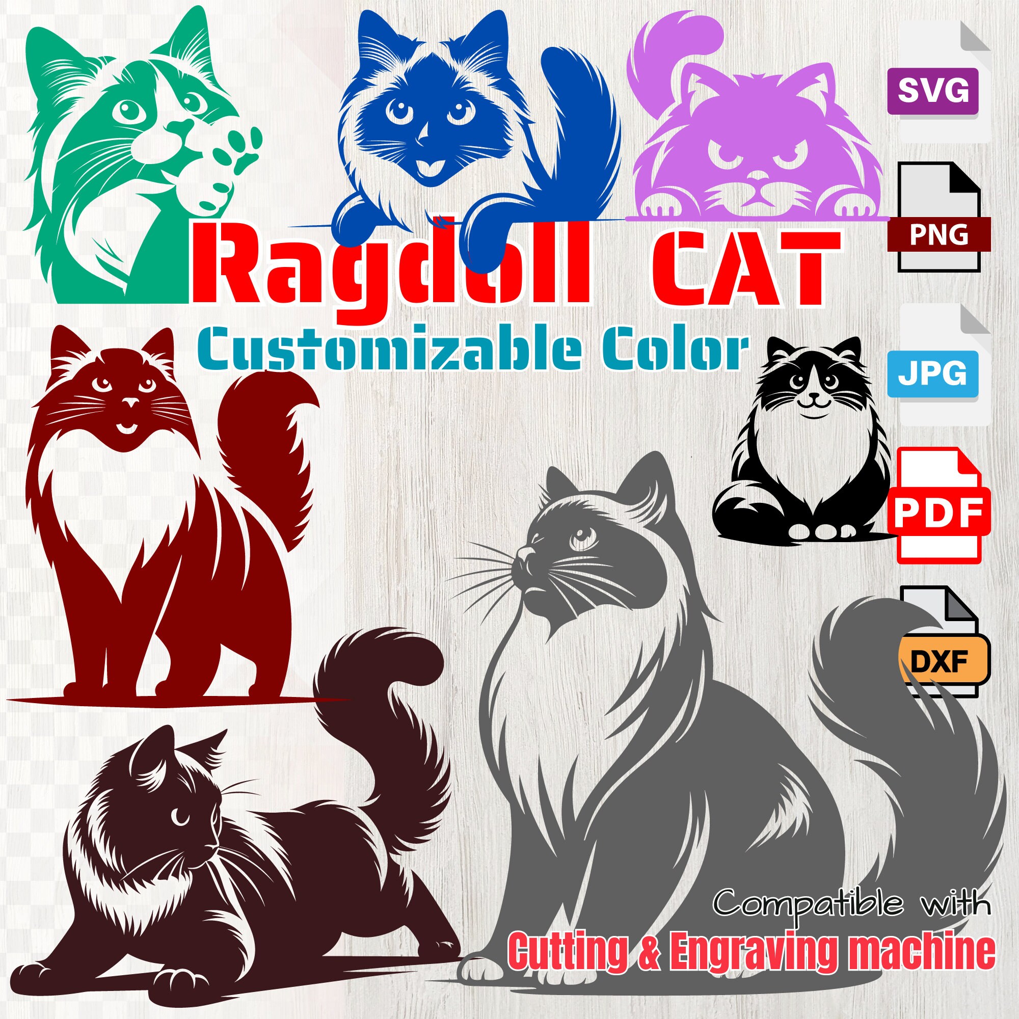 Ragdoll Cat, Ragdoll Vector Svg,ragdoll Silhouettes Cat Png,cricut ...