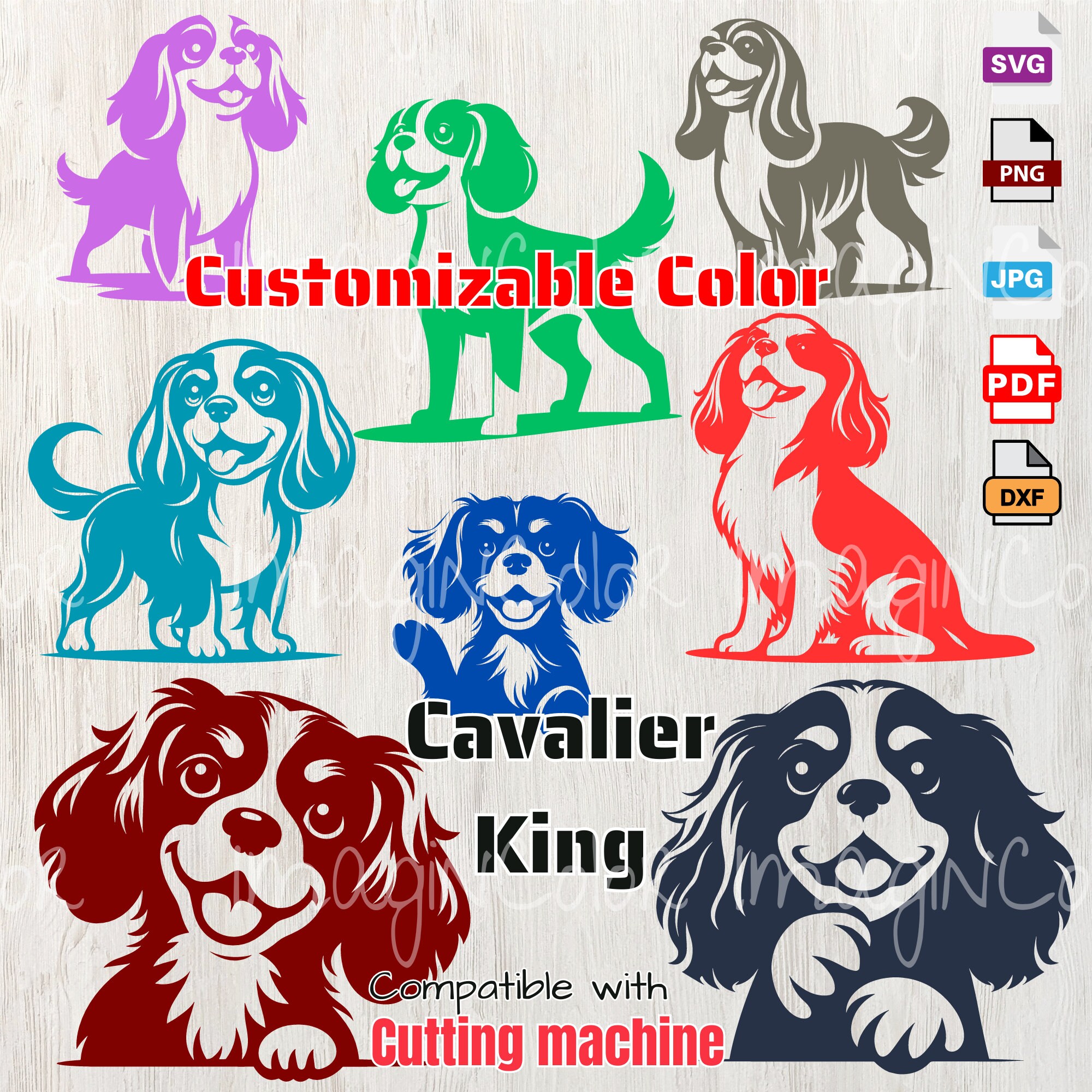 Cavalier King Dog Silhouettes, Dog SVG PNG Eps Dxf, Puppy, Dog Cricut ...