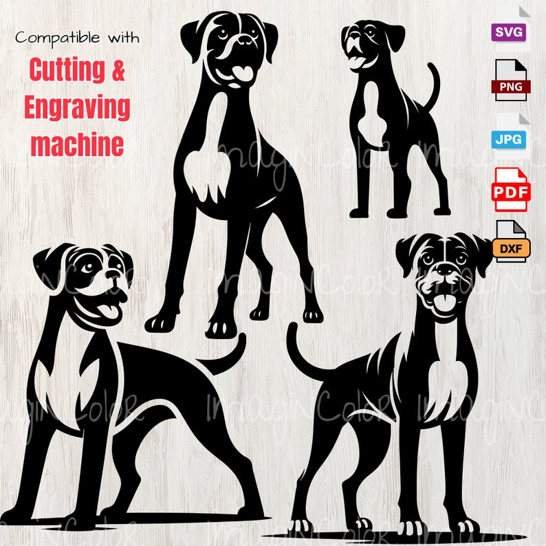 Boxer Dog Silhouettes Svg,dog SVG PNG Eps Dxf,puppy,cricut Cutting ...