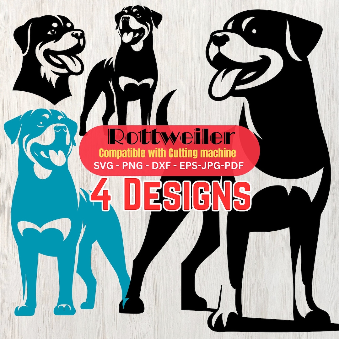 Rottweiler Dog Silhouettes Svg, Rottweiler Vector, Rottweiler Cricut ...