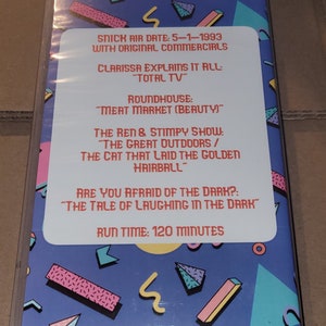 Nickelodeon SNICK 1993 VHS Orange Tape Clarissa Ren & Stimpy AYAOTD 90 ...