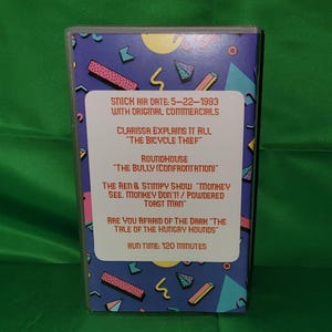 Nickelodeon SNICK 1993 VHS Orange Tape Clarissa Ren & Stimpy AYAOTD 90 ...