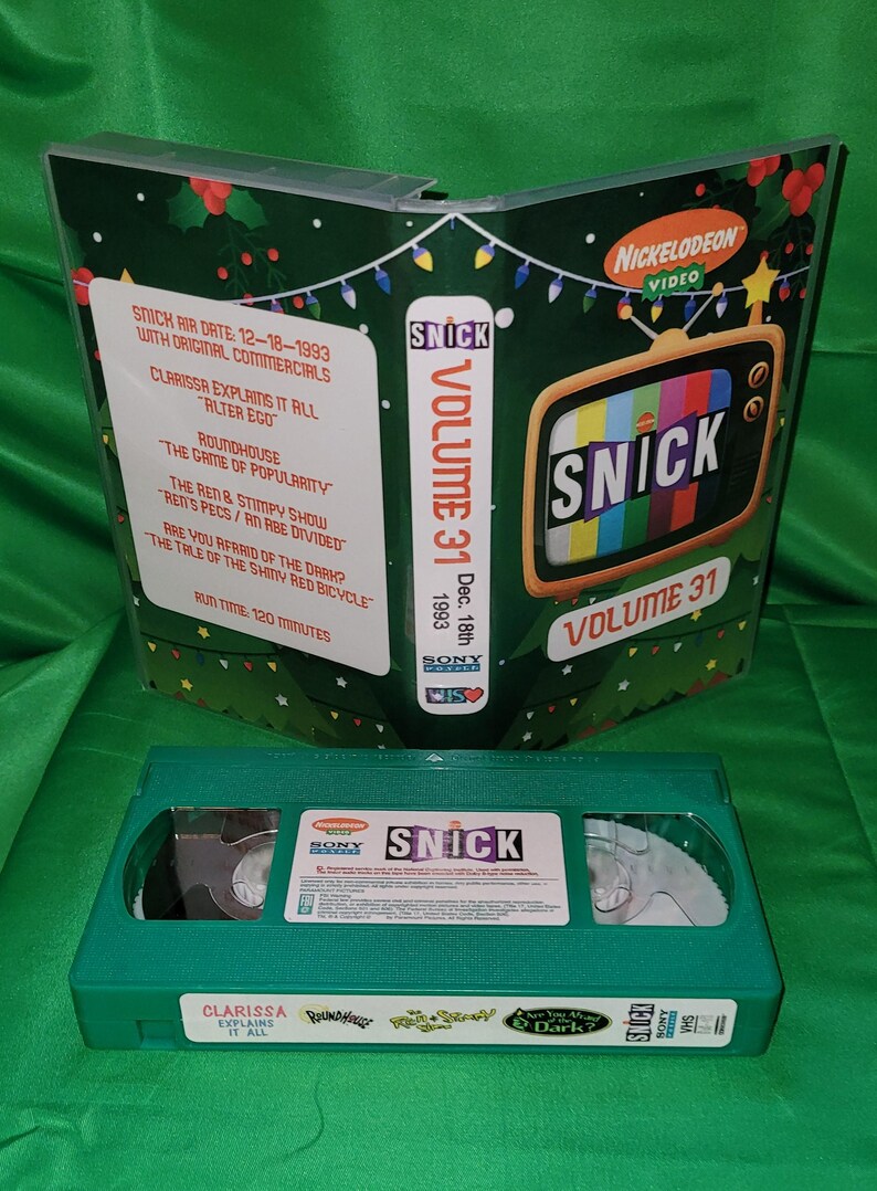 Nickelodeon SNICK Christmas 1993 VHS Green Tape Clarissa Ren & Stimpy ...