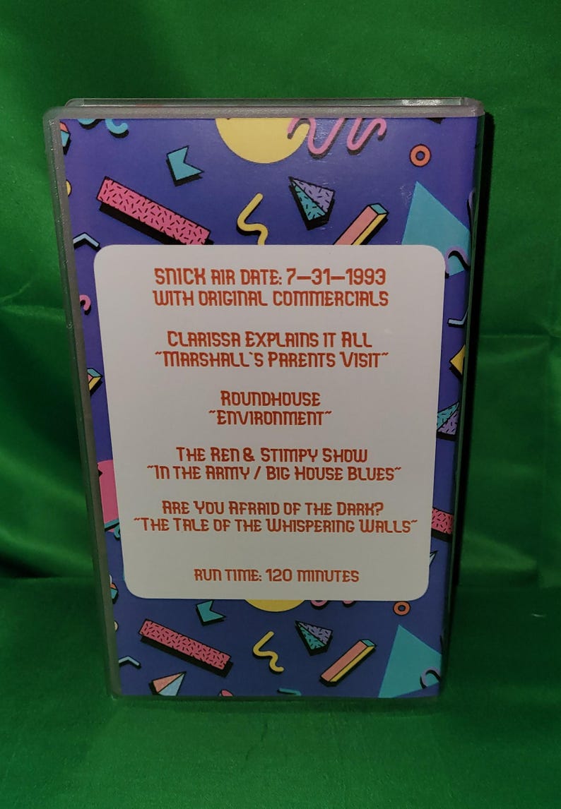 Nickelodeon SNICK 1993 VHS Orange Tape Clarissa Ren & Stimpy AYAOTD 90 ...