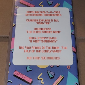 Nickelodeon SNICK 1993 VHS Orange Tape Clarissa Ren & Stimpy AYAOTD 90 ...