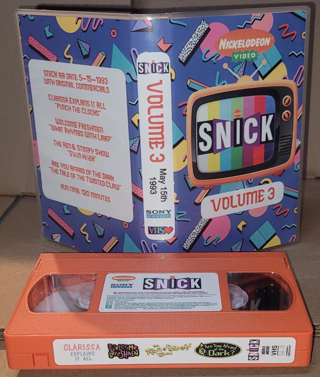 Nickelodeon SNICK 1993 VHS Orange Tape Clarissa Ren & Stimpy AYAOTD 90 ...
