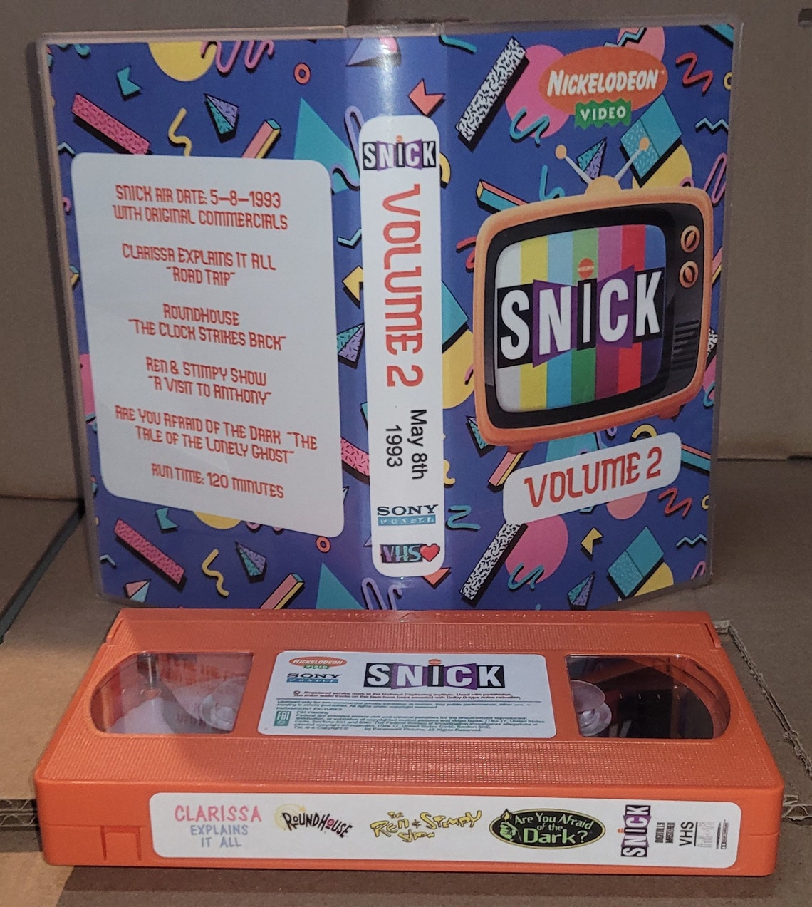 Nickelodeon SNICK 1993 VHS Orange Tape Clarissa Ren & Stimpy AYAOTD 90 ...
