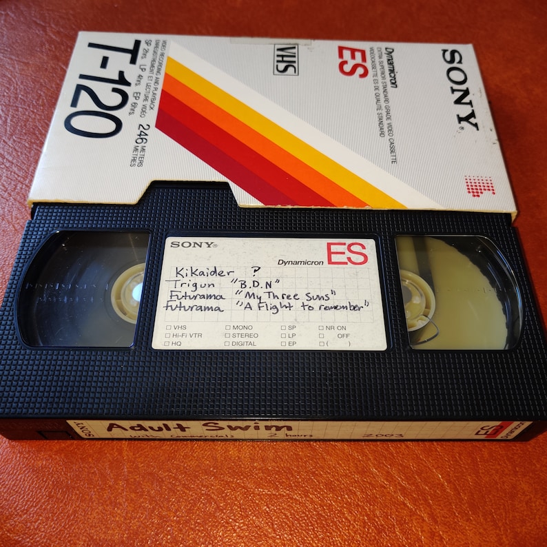 Vhs Tape Adult Swim Cartoon Network 2003 With Commercials Cartoons Kickaider Trigun Futurama - Etsy