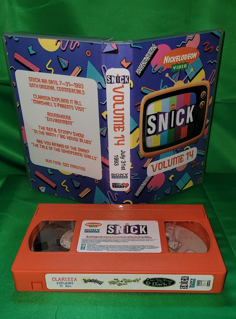 Nickelodeon SNICK 1993 VHS Orange Tape Clarissa Ren & Stimpy AYAOTD 90 ...