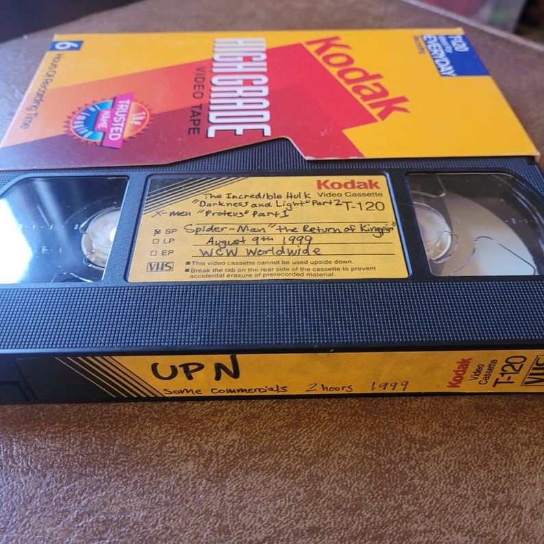 VHS Tape 1999 Cartoons UPN With Commercials Incredible Hulk Spider-man ...