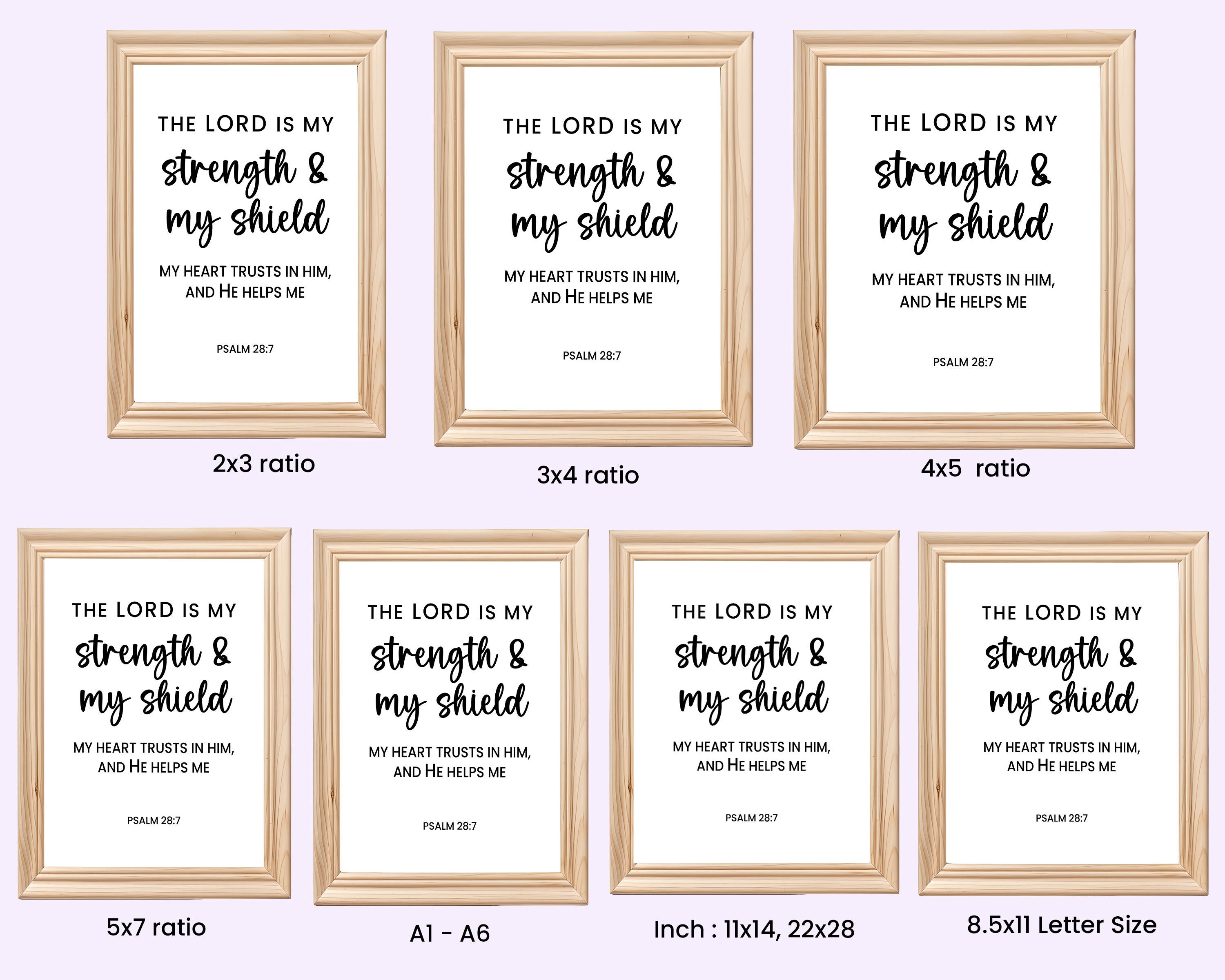 Psalm 28:7, the Lord is My Strength and My Shield Printable Wall Art ...