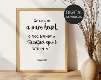 Psalm 51:10 A Pure Heart Worksheet - Etsy