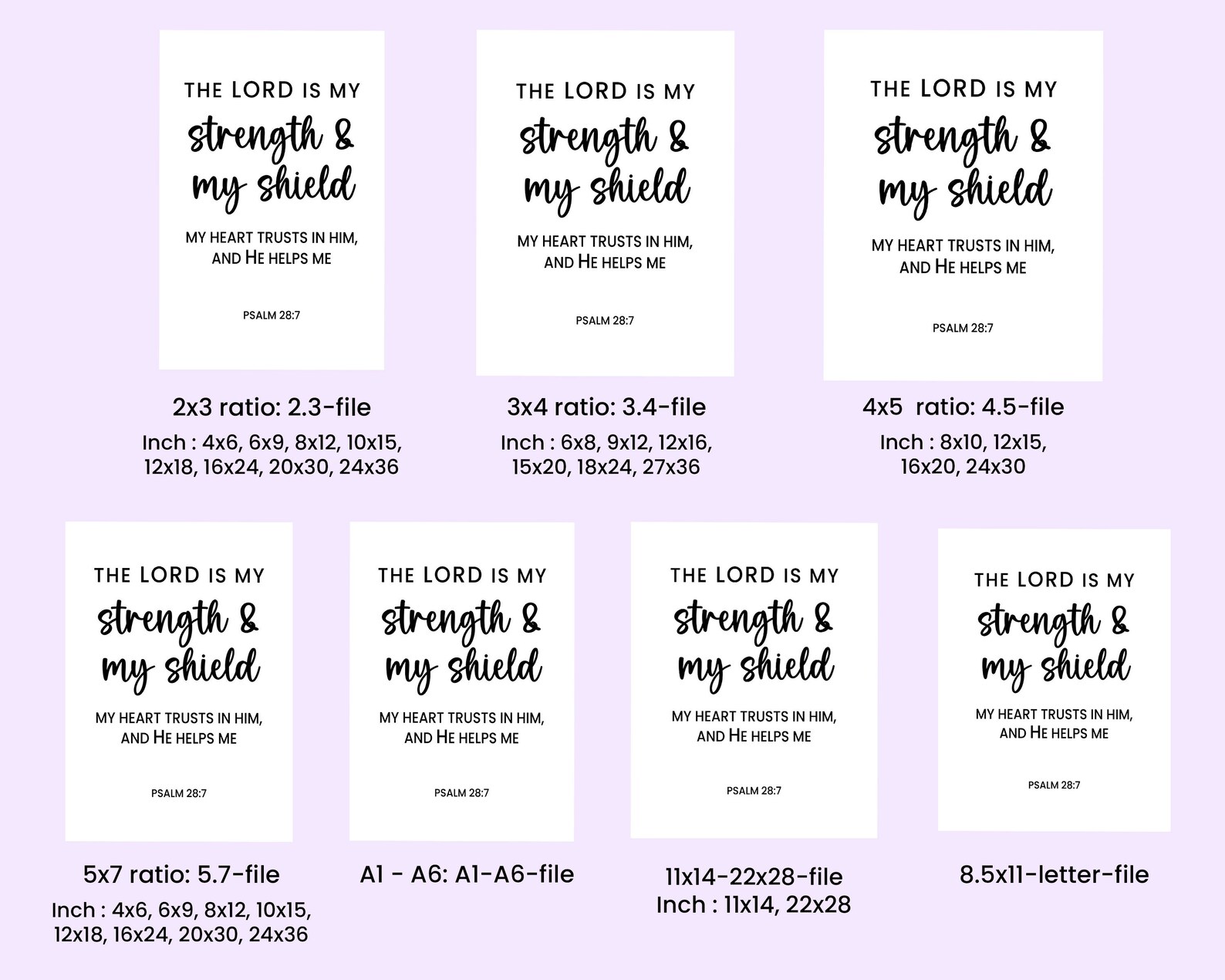 Psalm 28:7, the Lord is My Strength and My Shield Printable Wall Art ...