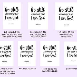 Psalm 46:10, Be Still and Know That I Am God Printable Wall Art, Bible ...
