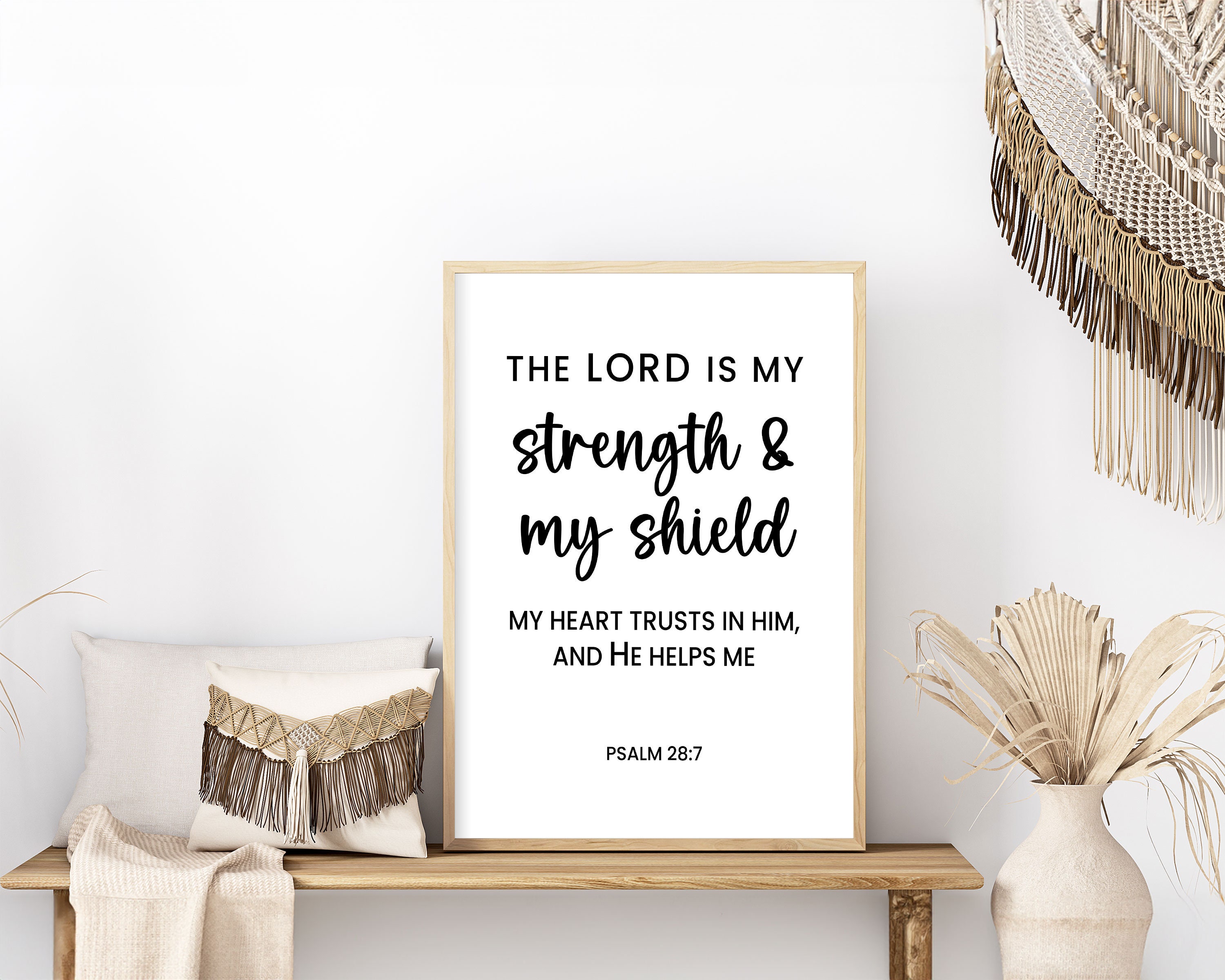 Psalm 28:7, the Lord is My Strength and My Shield Printable Wall Art ...