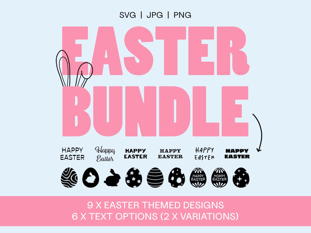 Easter Themed Clipart Bundle SVG, JPG, PNG Cute Easter Digital Assets ...
