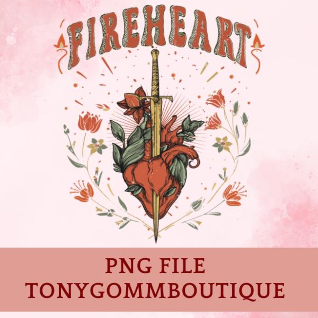 Fireheart Png, Aelin Galathynius Merch, Throne of Glass Fan Png, Acotar ...