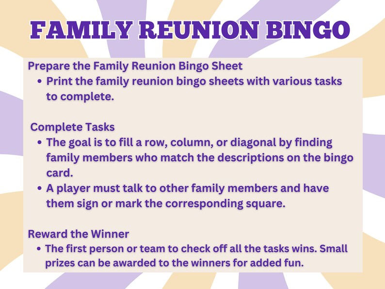 Family Reunion Bingo Game - Find the Guest Edition - Printable Family ...