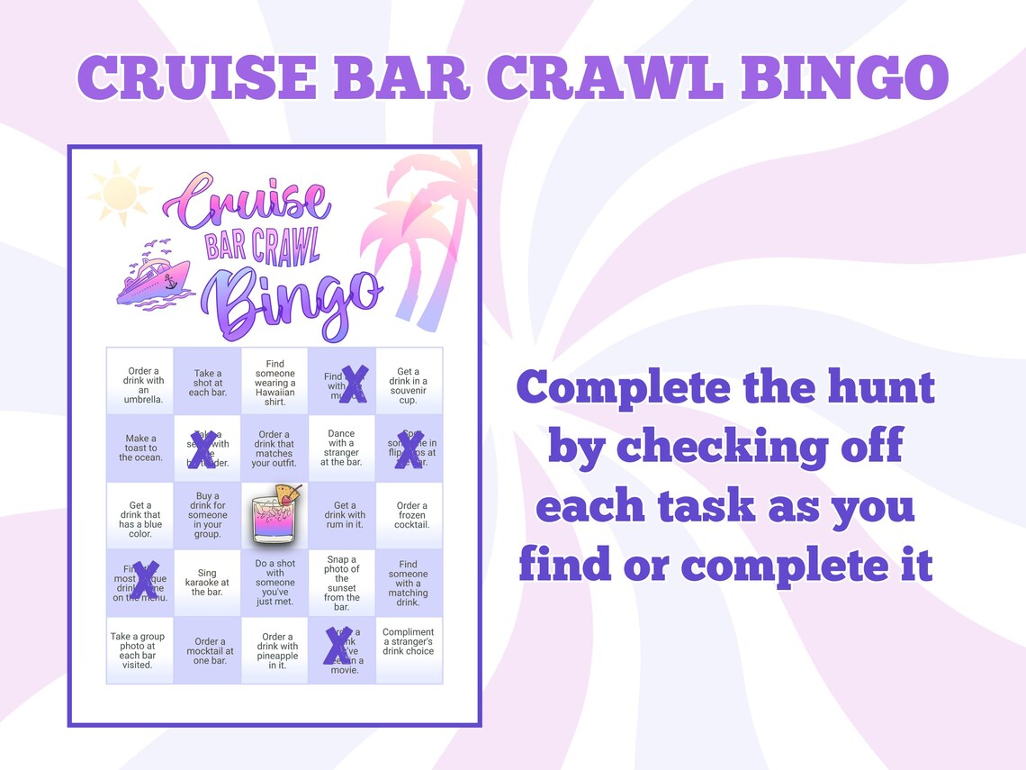 Cruise Bar Crawl Game Set – Printable Drinking Games and Scavenger Hunt ...
