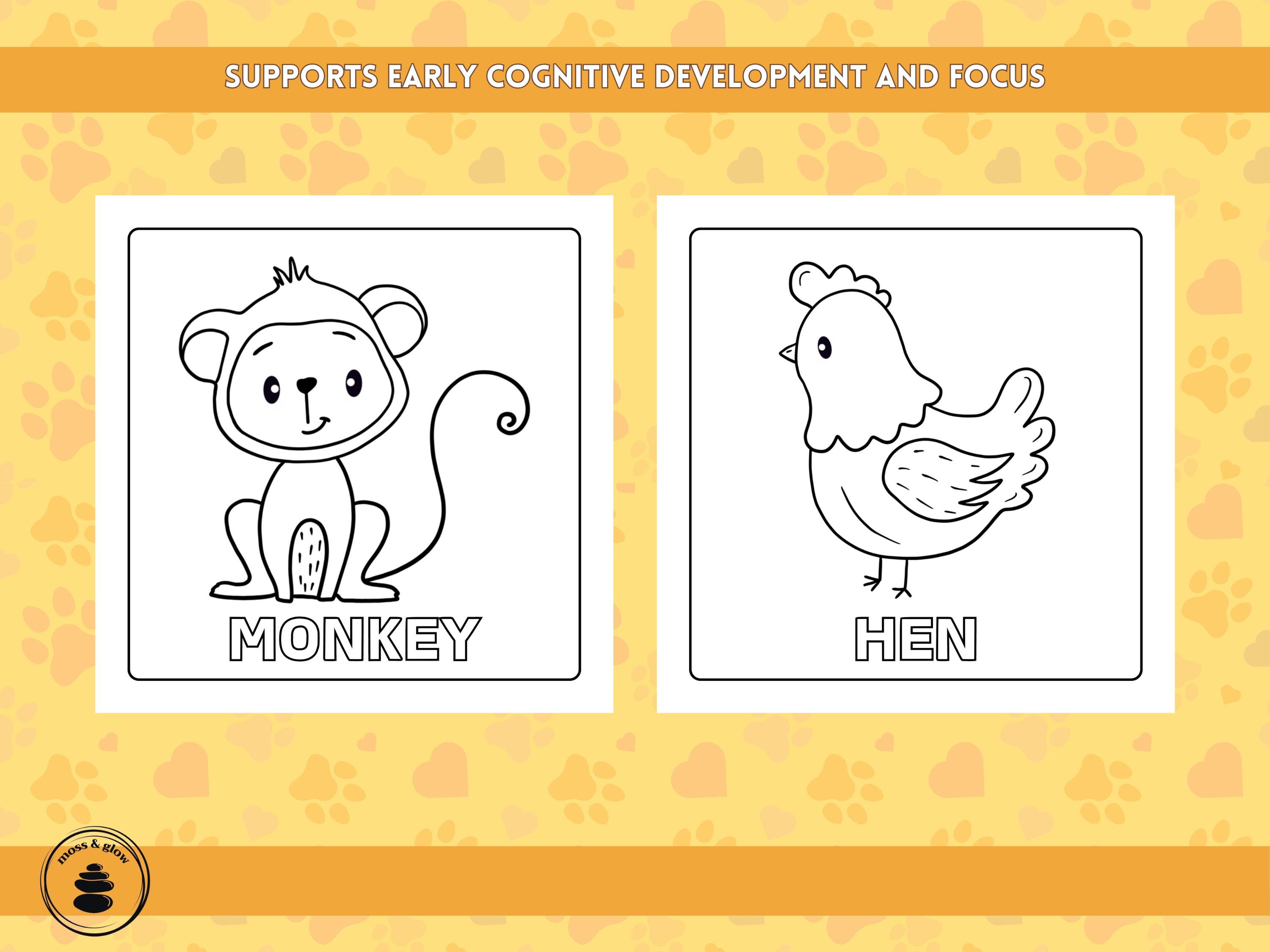 8 Simple Cute Animal Coloring Pages! Perfect for Young Artists, Easy-to ...