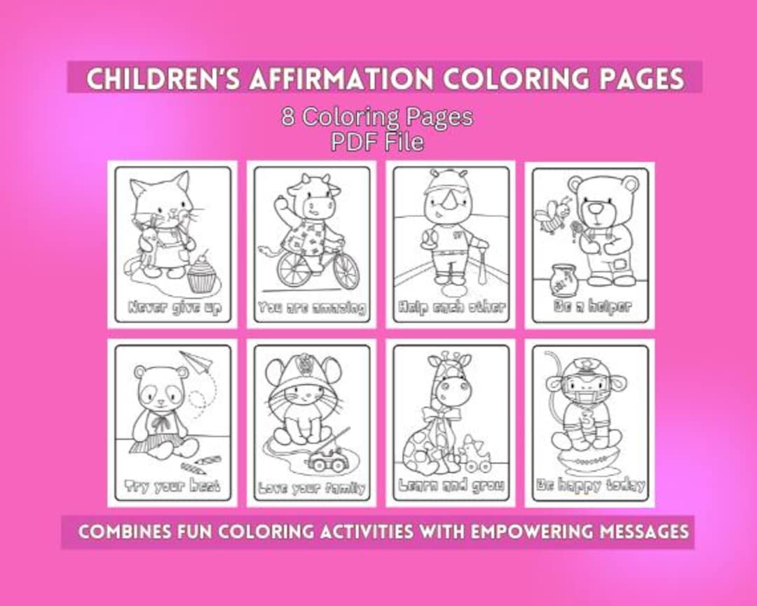 Children's Affirmation Coloring Pages, Celebrate Individuality and ...