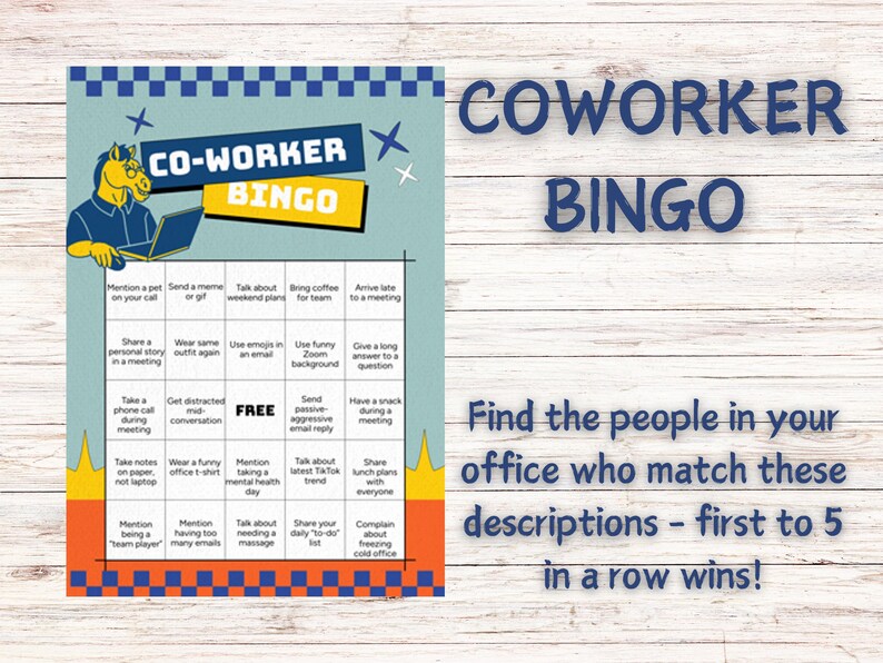 Coworker Bingo Fun, "find Someone Who" Game for Office Parties, Team ...