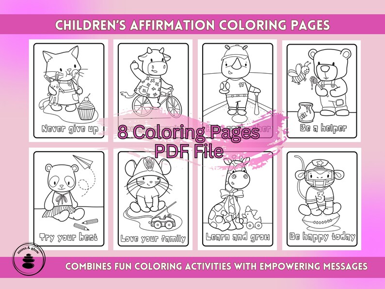 Children's Affirmation Coloring Pages, Celebrate Individuality and ...