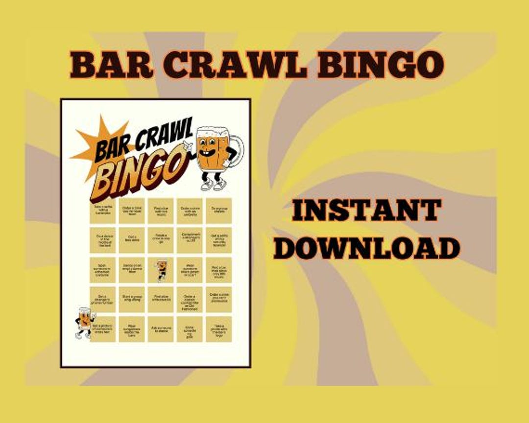 Bar Crawl Bingo, Fun Bar Game for a Guys Night Out, Guys Night ...