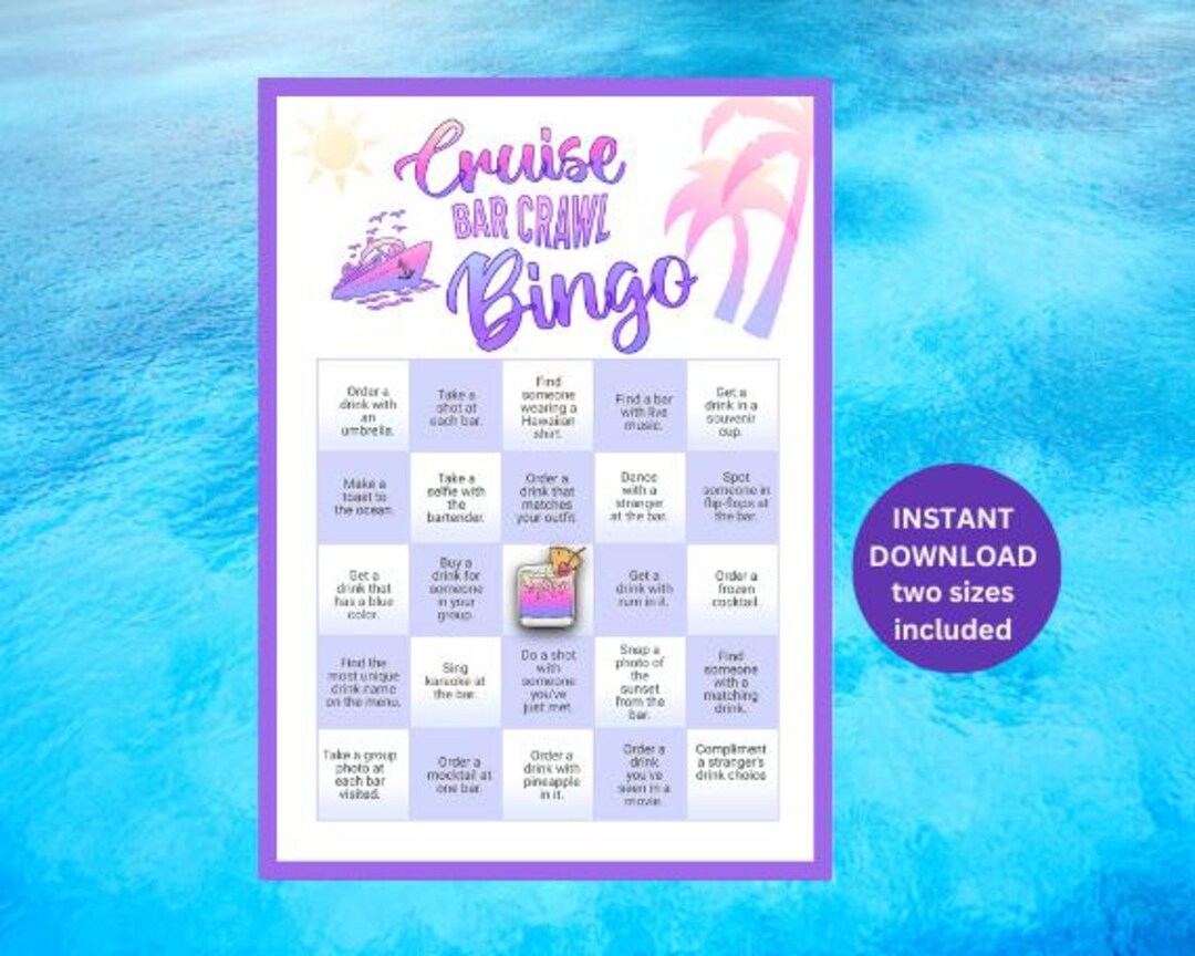 Cruise Bar Crawl Game Set – Printable Drinking Games and Scavenger Hunt ...