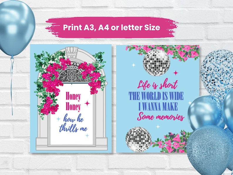 MAMMA MIA Inspired Printable Party Posters, Digital Printable A3 ...