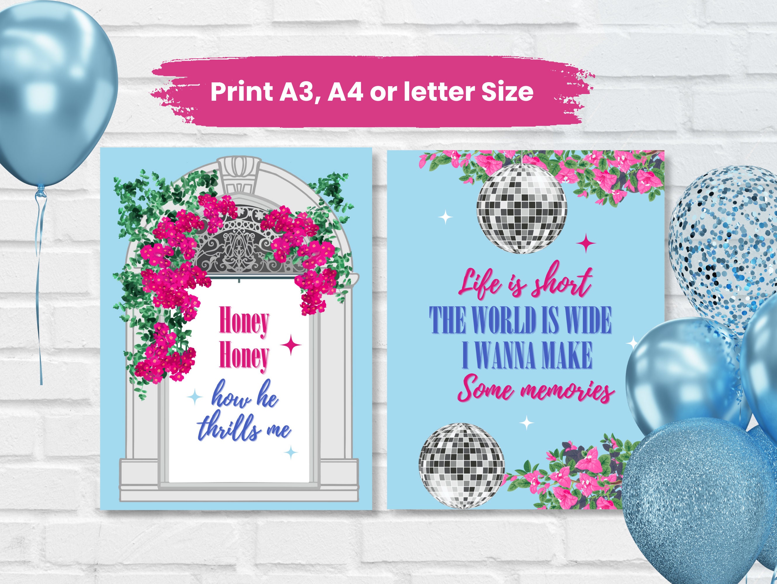 MAMMA MIA Inspired Printable Party Posters, Digital Printable A3 ...