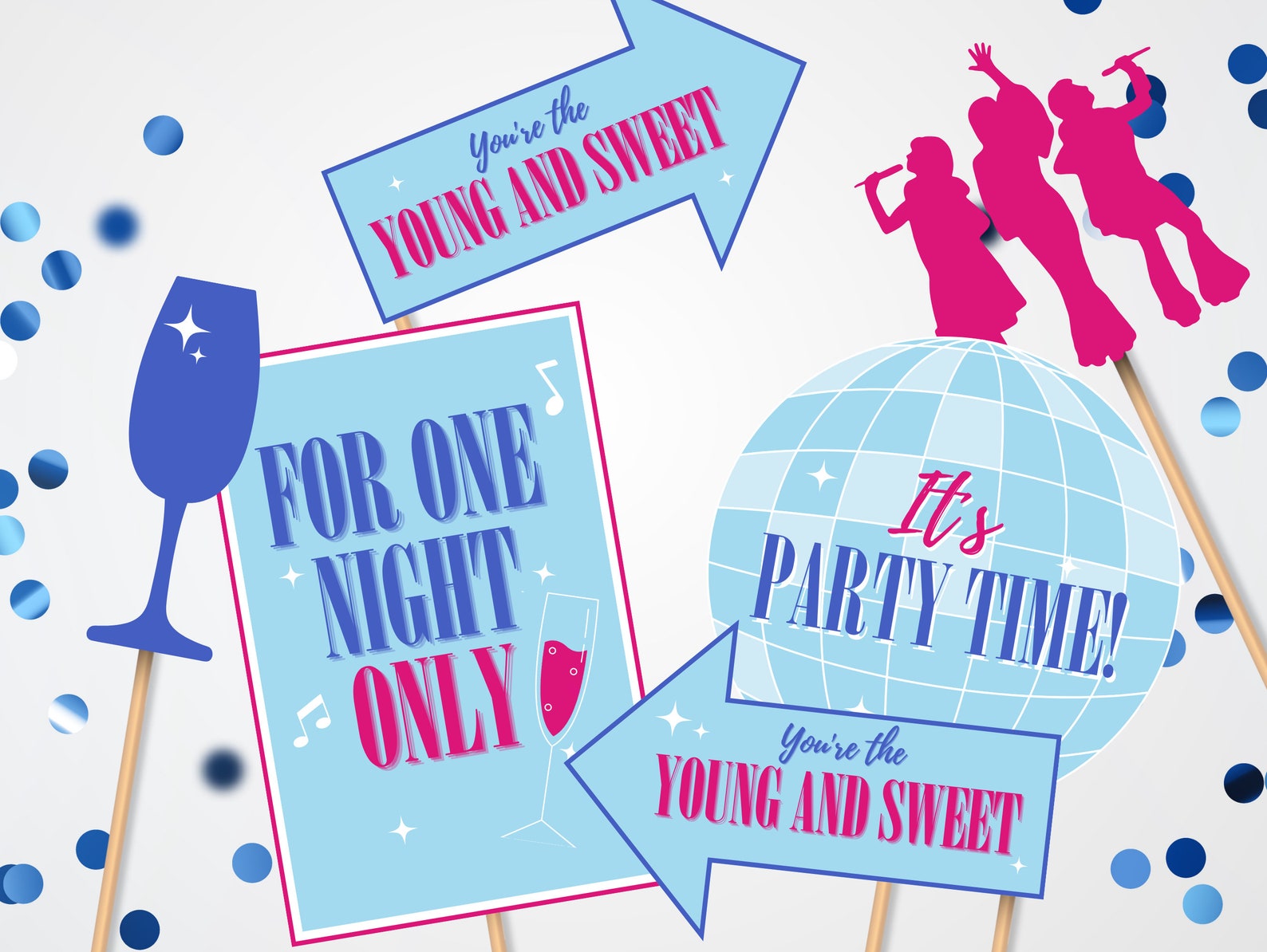 Mamma Mia Inspired Photo Booth Printable Props , Mamma Mia Birthday ...