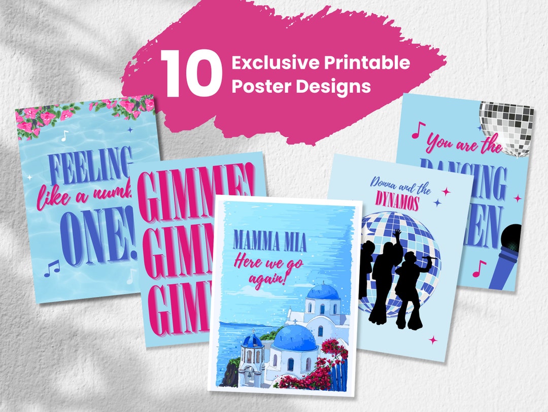 MAMMA MIA Inspired Printable Party Posters, Digital Printable A3 ...