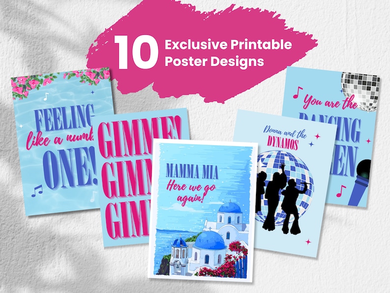MAMMA MIA Inspired Printable Party Posters, Digital Printable A3 ...