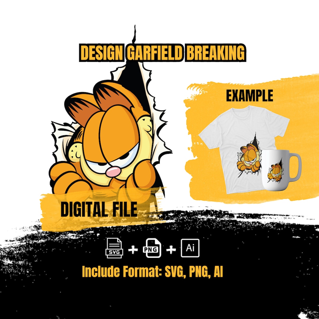 Garfield SVG Design, Clip Art, Layers, Print, Cut Files PNG Files ...