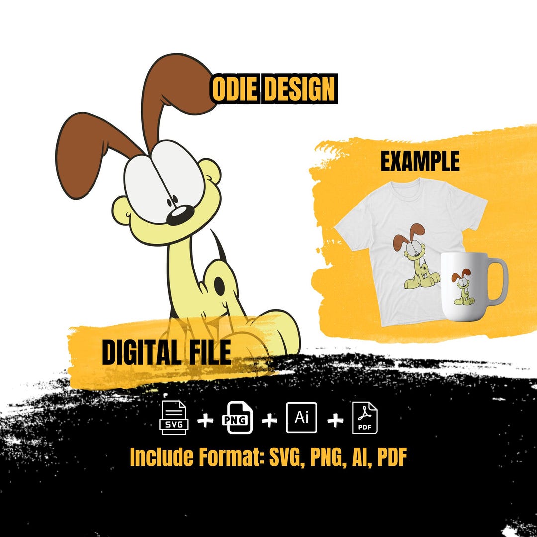 Odie SVG Design, Clip Art, Layers, Print, Cut Files PNG Files Included ...