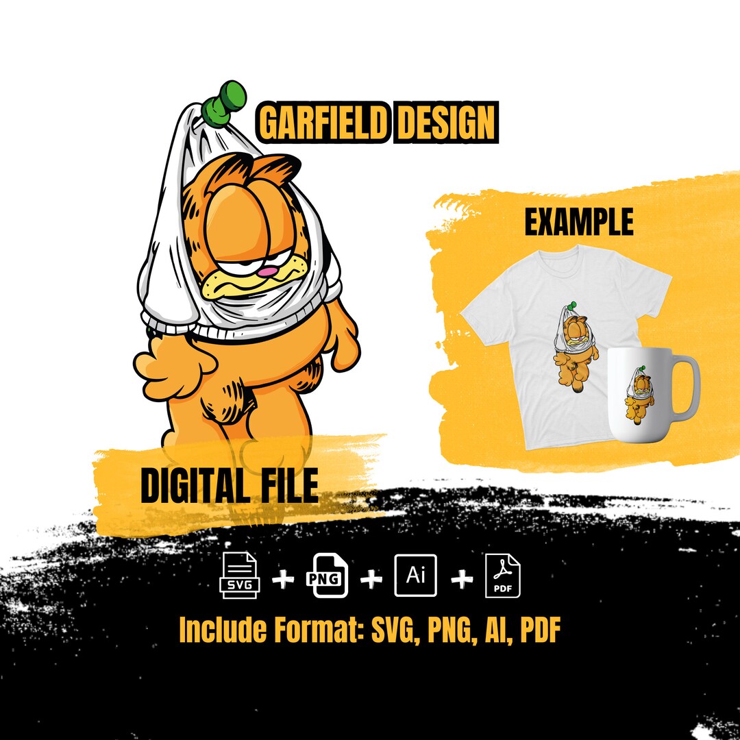 Garfield SVG Design, Clip Art, Layers, Print, Cut Files PNG Files ...