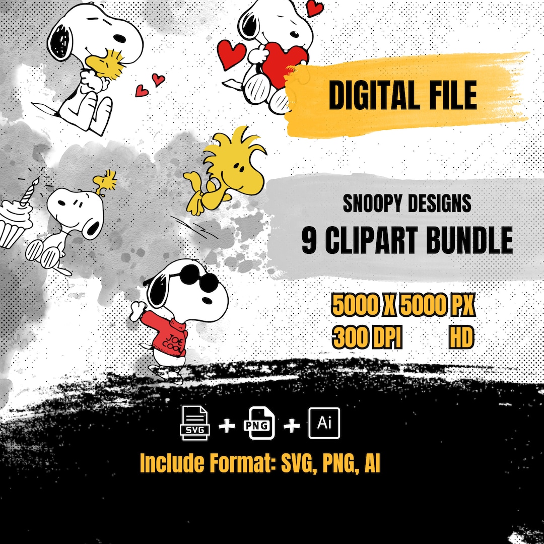 Snoopy SVG Bundle Designs, Clip Art, Layers, Print, Cut Files PNG Files ...