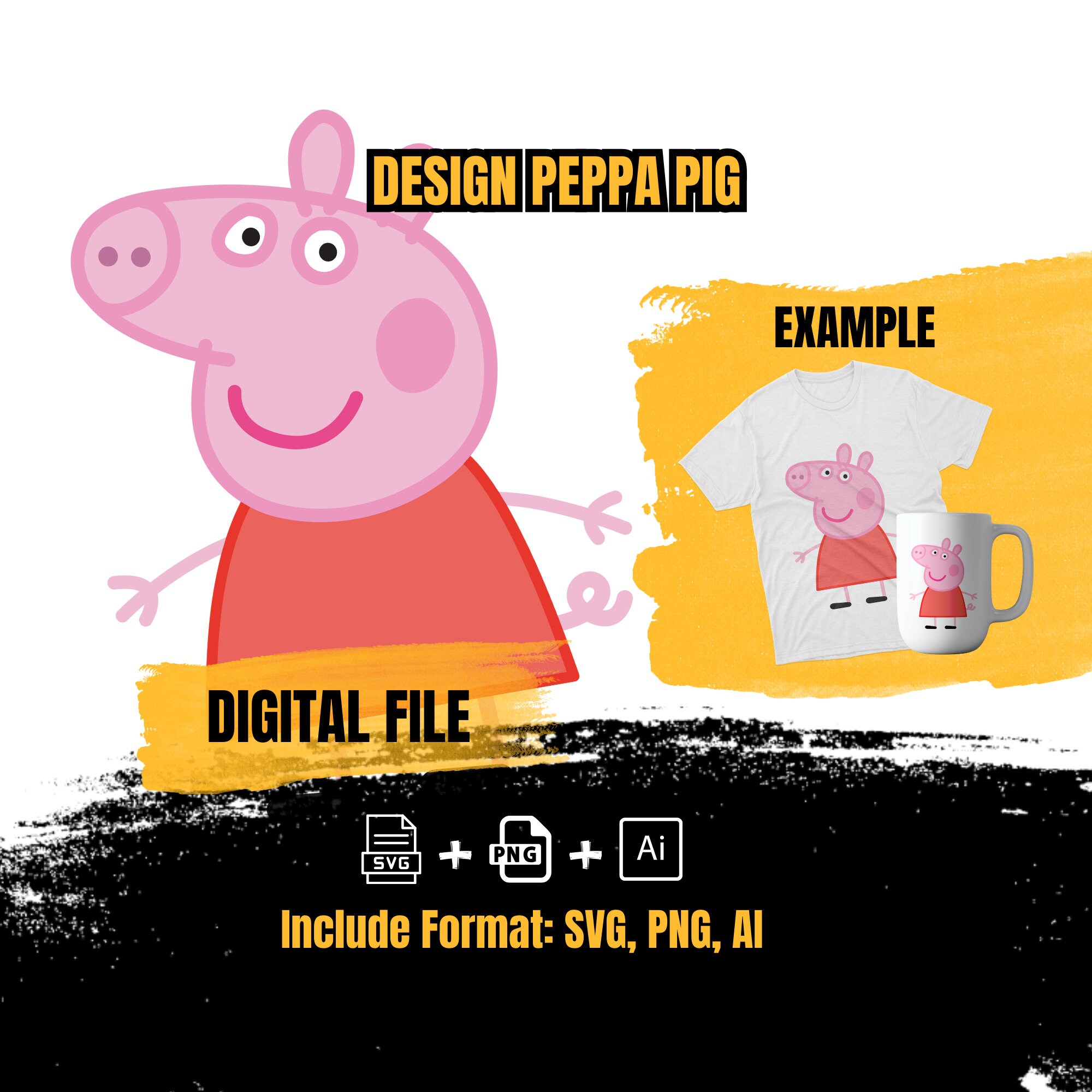 Peppa SVG Design, Clip Art, Layers, Print, Cut Files PNG Files Included ...