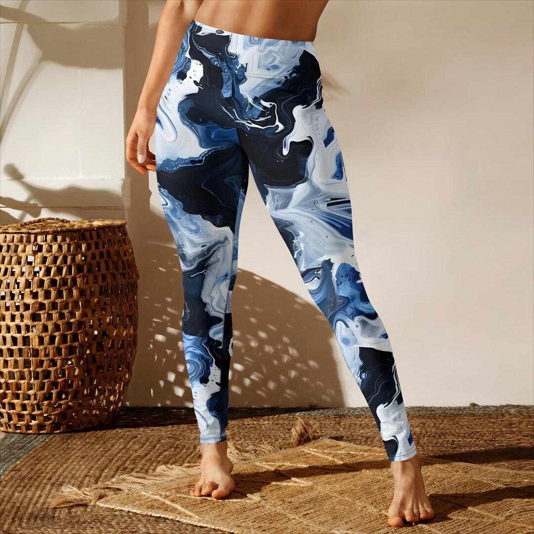 Artistic Wave High-waisted Leggings Elegant Sports & Leisure Pants - Etsy