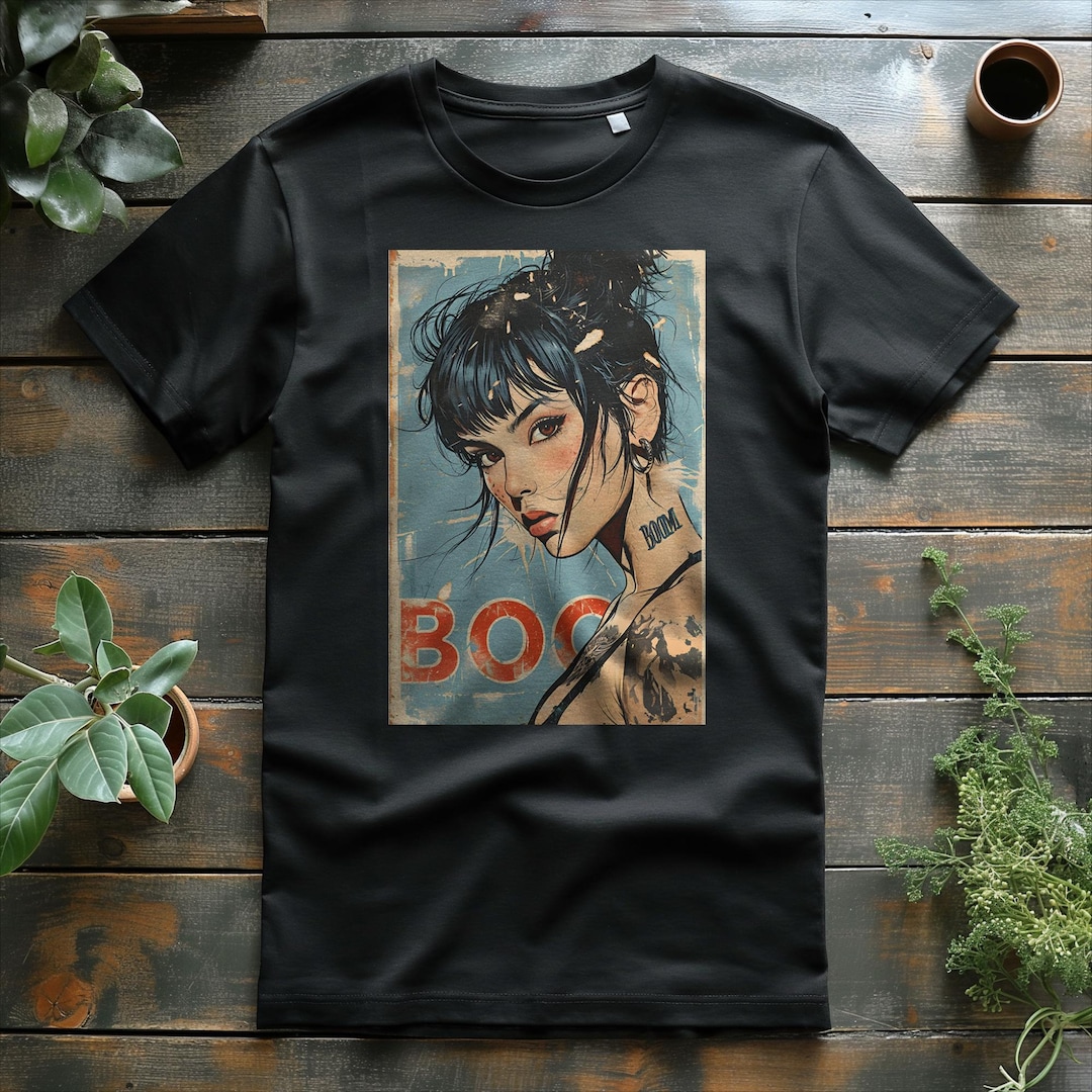 Edgy Urban Graphic Tee, Retro Comic Book Style T-shirt, Bold Female ...